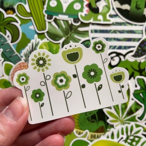 25/50 Vinyl Green Theme Stickers, Die Cut Decal Set, Waterproof ...