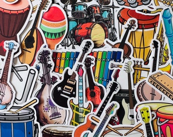 25/50 Vinyl Music Theme Stickers, Die Cut Decal Set, Waterproof ...