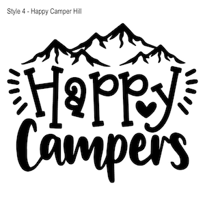 8" Vinyl Happy Camping Car Sticker, Camper Van RV Bumper Caravan ...
