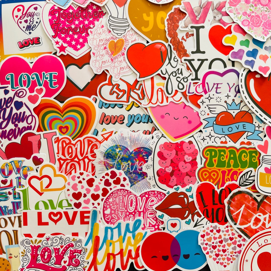 25/50/100 I Love You Theme Vinyl Stickers, Die Cut Decal Set ...