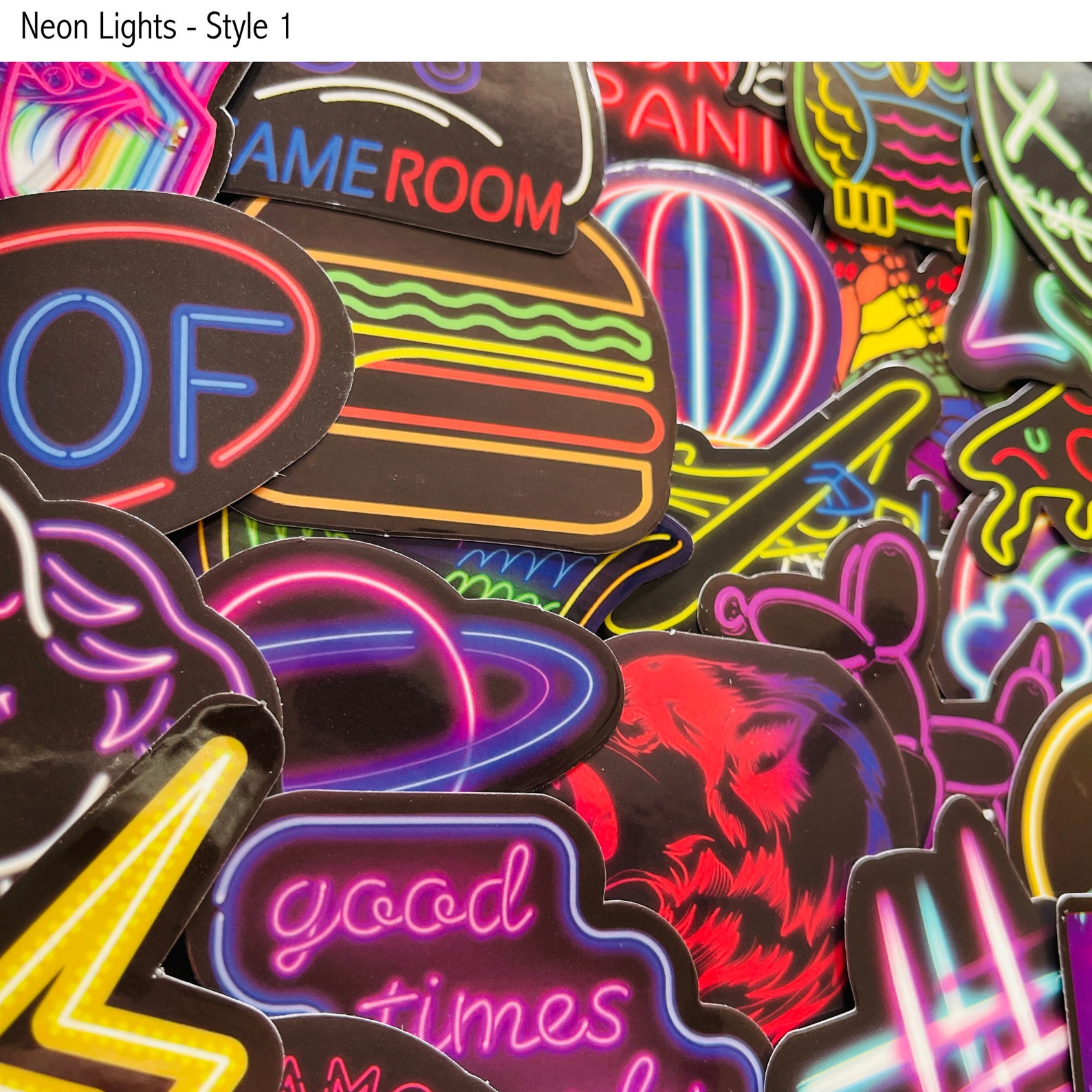 25/50 Vinyl Neon Lights Stickers Die Cut Decal Set | Etsy