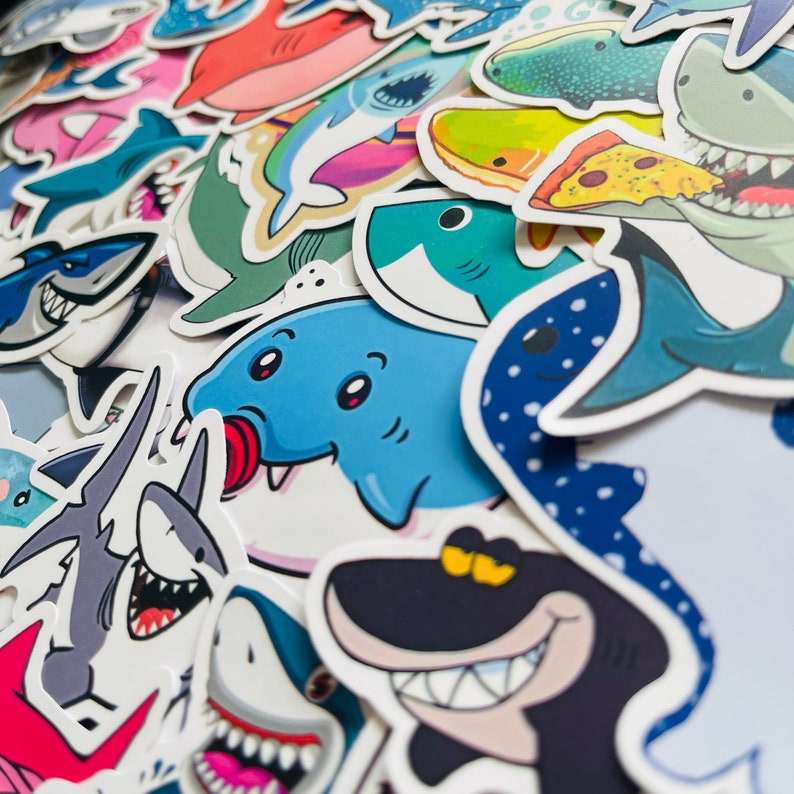25/50 Vinyl Shark Attack Stickers Die Cut Decal Set - Etsy