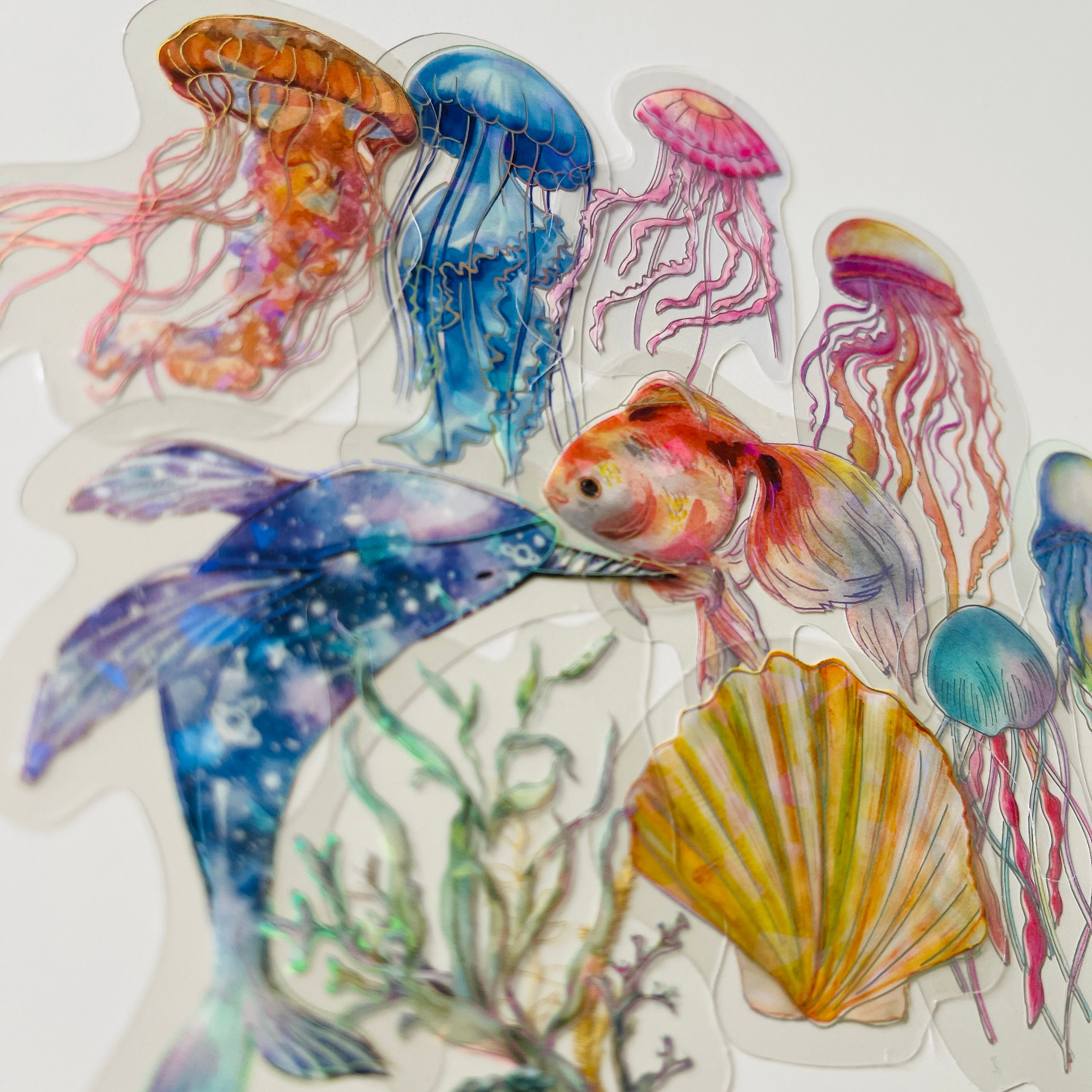 10 Vinyl Shiny Sea Creature Sticker Pack Waterproof Reusable - Etsy