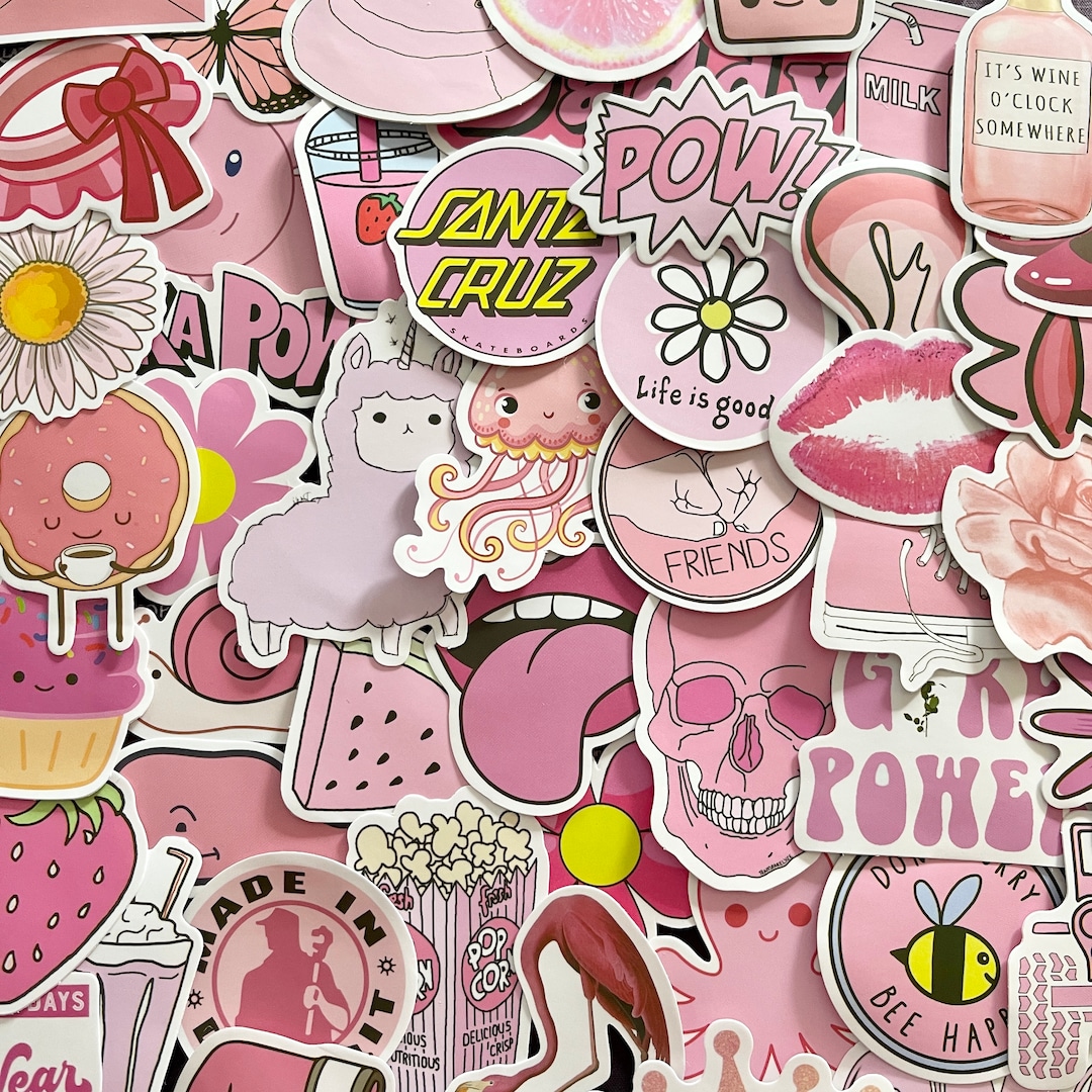 25/50/100 Pink Theme Vinyl Stickers, Die Cut Decal Set, Waterproof ...