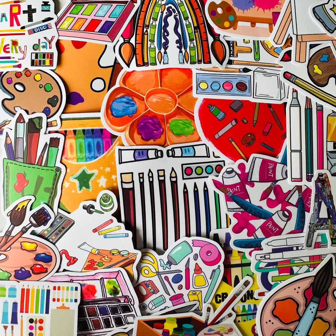 25/50 Vinyl Art Theme Stickers, Die Cut Decal Set, Waterproof Reusable ...