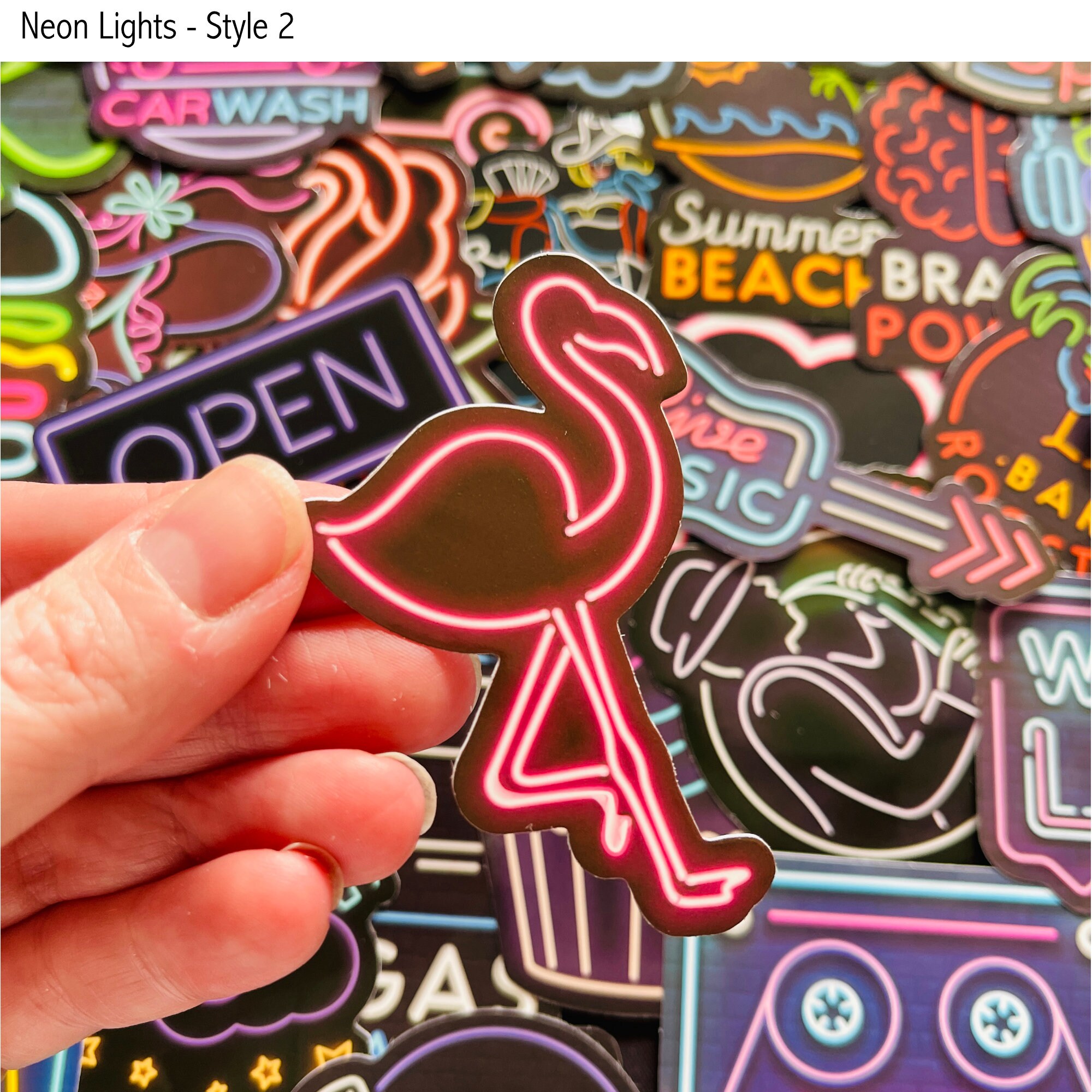25/50 Vinyl Neon Lights Stickers, Die Cut Decal Set, Waterproof ...