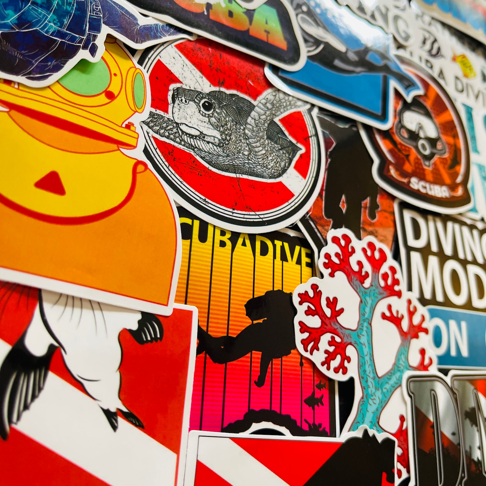 25/50 Vinyl Diving Sticker Pack, Die Cut Decal Set, Waterproof Reusable ...