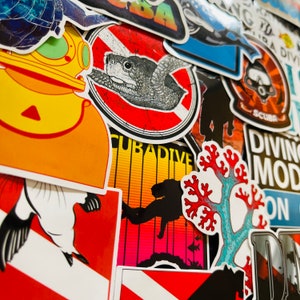 25/50 Vinyl Diving Sticker Pack, Die Cut Decal Set, Waterproof Reusable ...