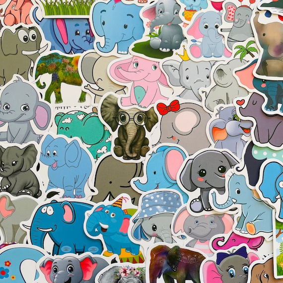 25/50 Vinyl Elephant Stickers Die Cut Decal Set Waterproof | Etsy