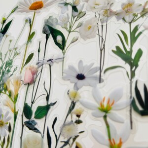 20 Vinyl Transparent White Flower Sticker Pack, Waterproof Reusable Set ...