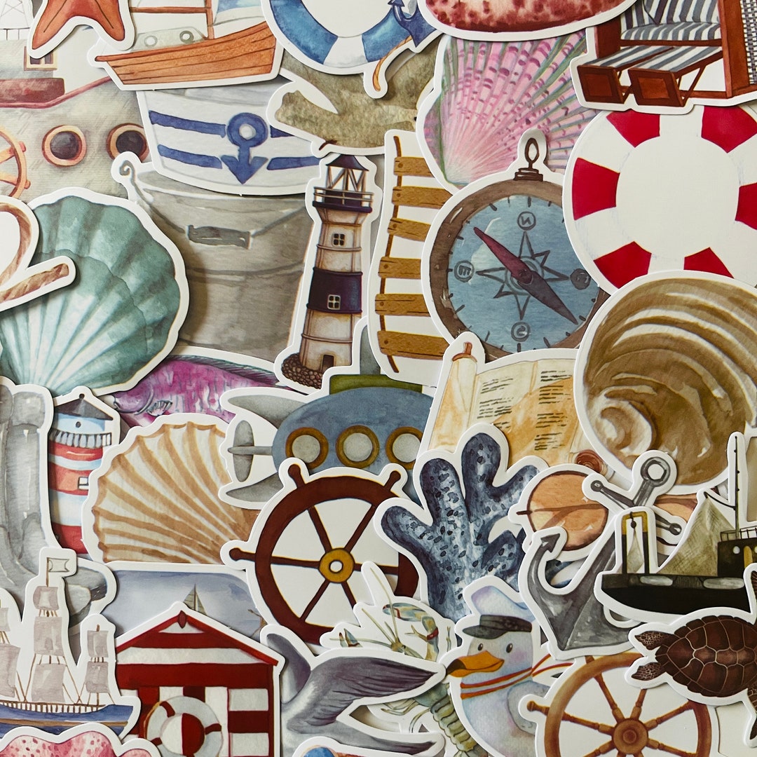 25/50 Vinyl Beach Stickers, Die Cut Decal Set, Waterproof Reusable ...