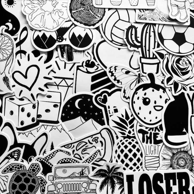 Black and White Stickers - Etsy