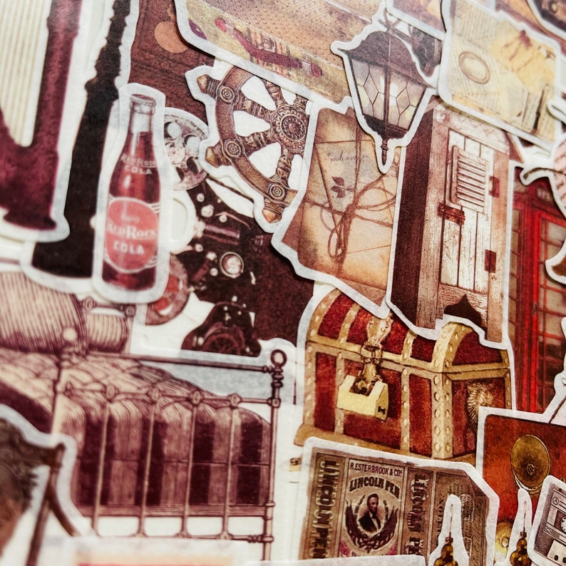 30 Opaque Antique Sticker Pack, Vintage Old Furniture Curios Ephemera ...
