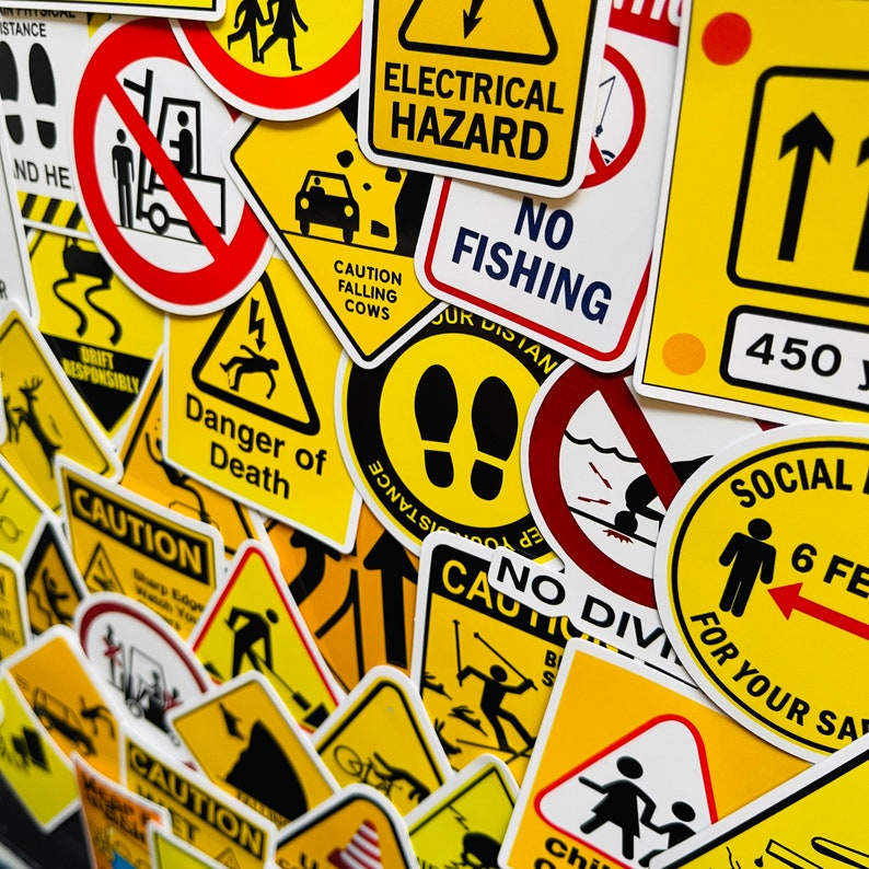 25/50 Vinyl Warning Sign Stickers Die Cut Decal Set - Etsy