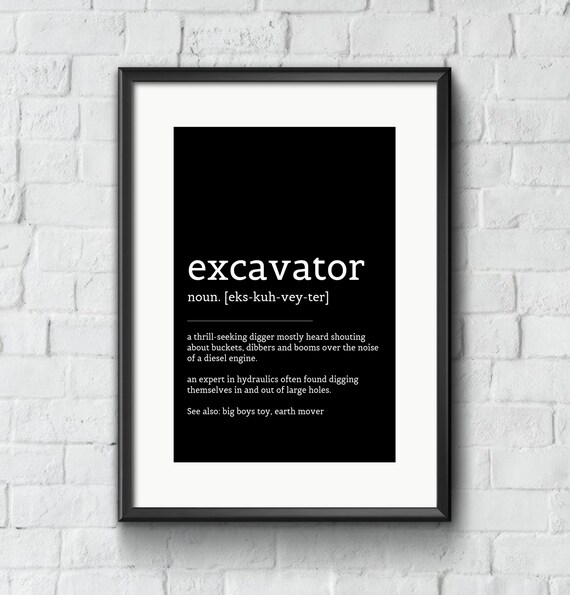 Excavator Digital Printable Art Funny Humorous Dictionary | Etsy