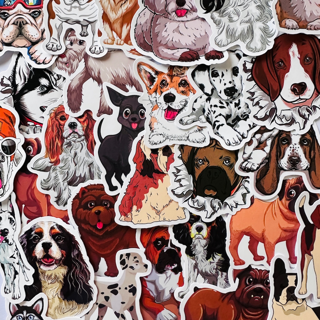 25/50 Vinyl Cartoon Dog Stickers, Die Cut Decal Set, Waterproof ...