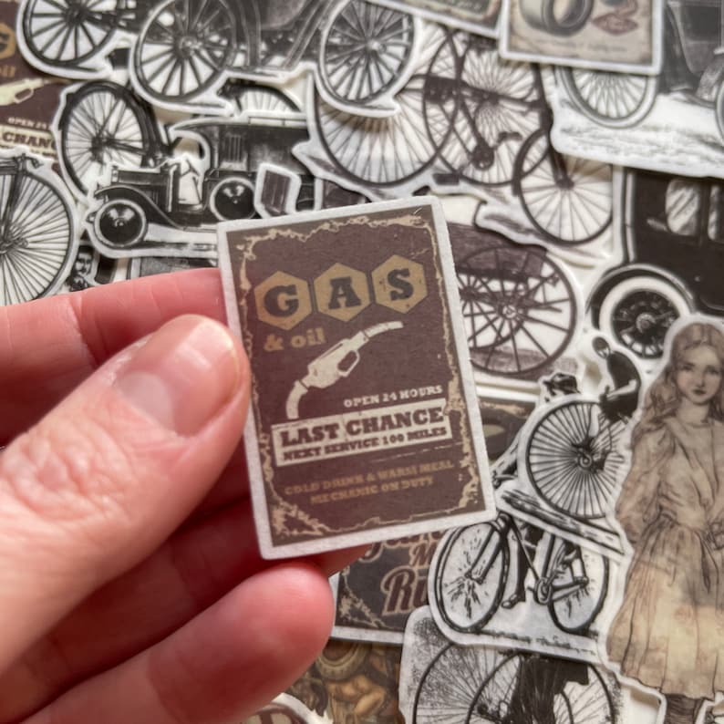 30 Vintage Transport Sticker Pack, Antique Victorian Bicycles Cars ...