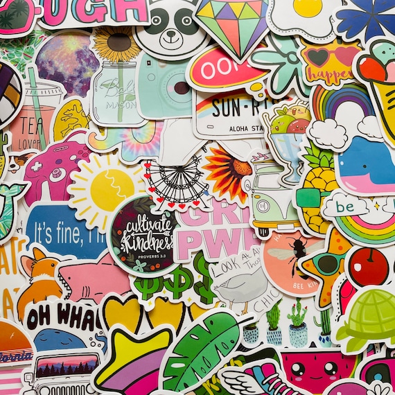 25/50/100 Colourful Vinyl Stickers Die Cut Decal Set - Etsy UK