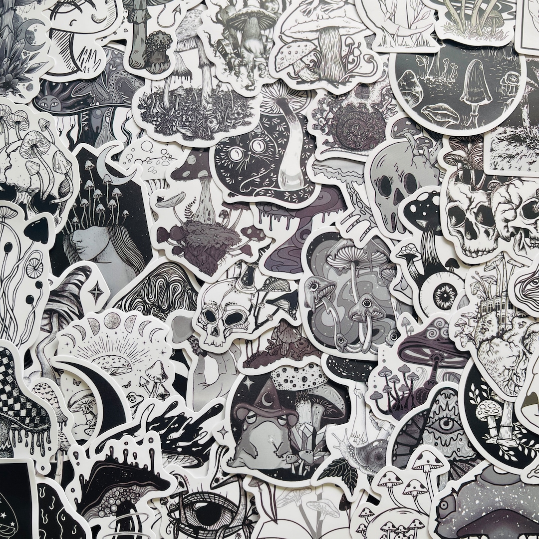 25/50 Vinyl Goth Mushrooms Stickers, Die Cut Decal Set, Waterproof ...