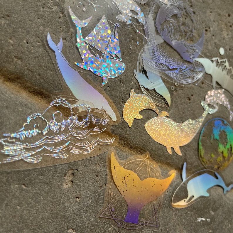 20 Vinyl Holographic Marine Sticker Pack, Waterproof Reusable Set ...