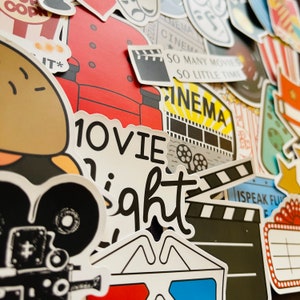 25/50 Vinyl Movie Night Stickers, Die Cut Decal Set, Waterproof ...