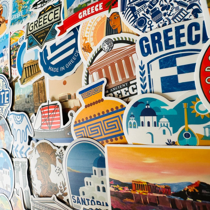 25/50 Vinyl Greece Stickers, Die Cut Decal Set, Waterproof Reusable ...