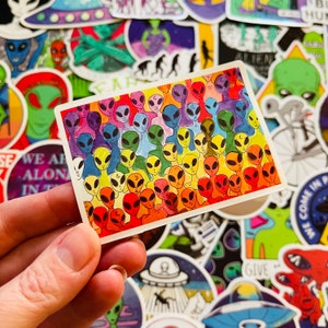 25/50 Vinyl Alien Stickers, Die Cut Decal Set, Waterproof Reusable, UFO ...