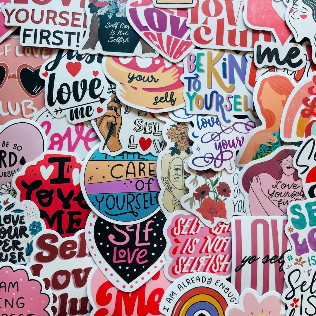 25/50 Vinyl Self Love Stickers, Die Cut Decal Set, Waterproof Reusable ...