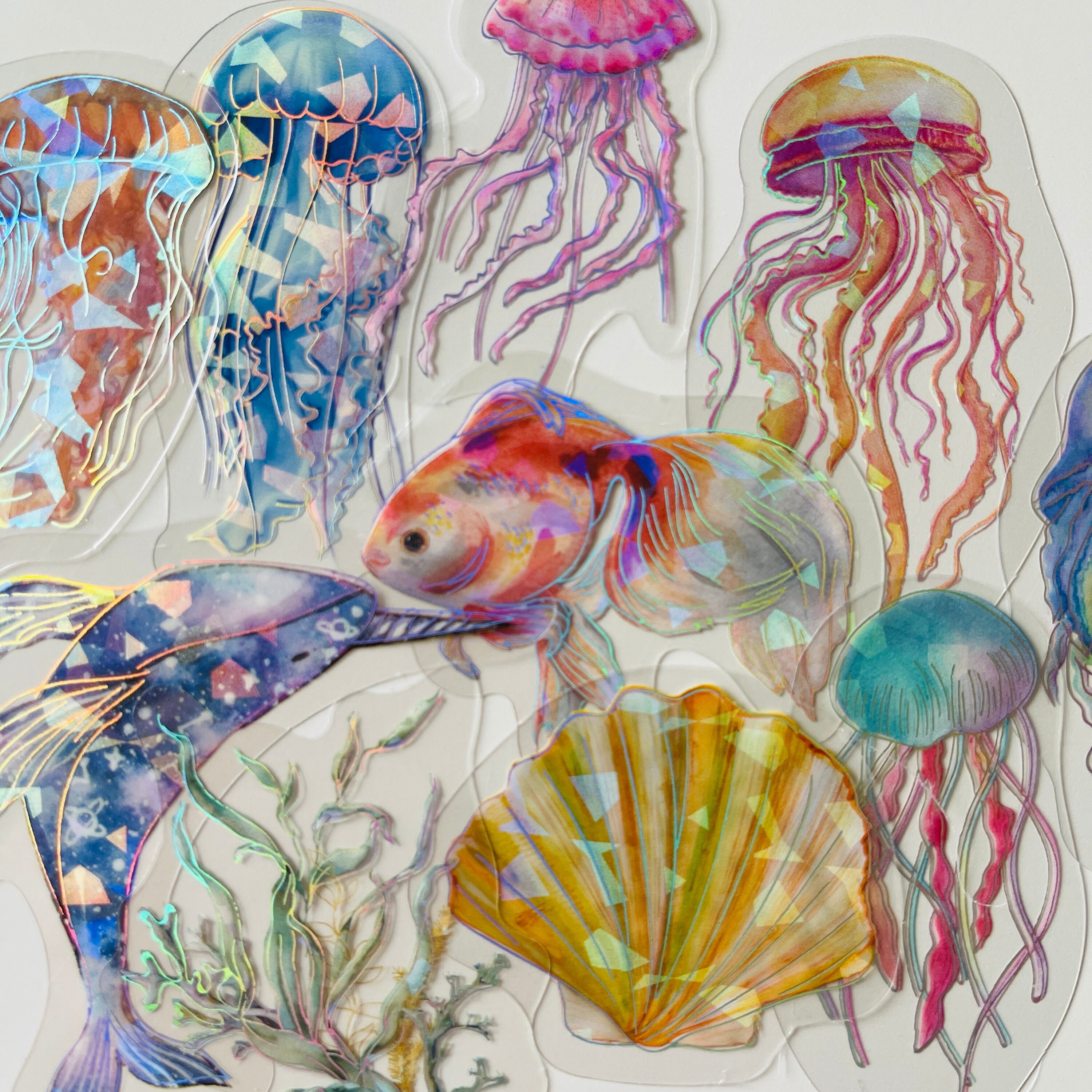 10 Vinyl Shiny Sea Creature Sticker Pack Waterproof Reusable - Etsy