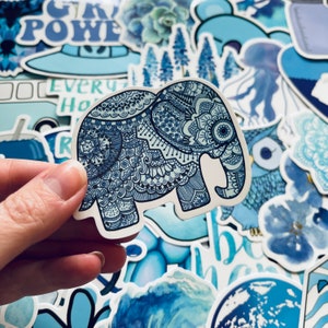 25/50 Blue Theme Vinyl Stickers, Die Cut Decal Set, Waterproof Reusable ...