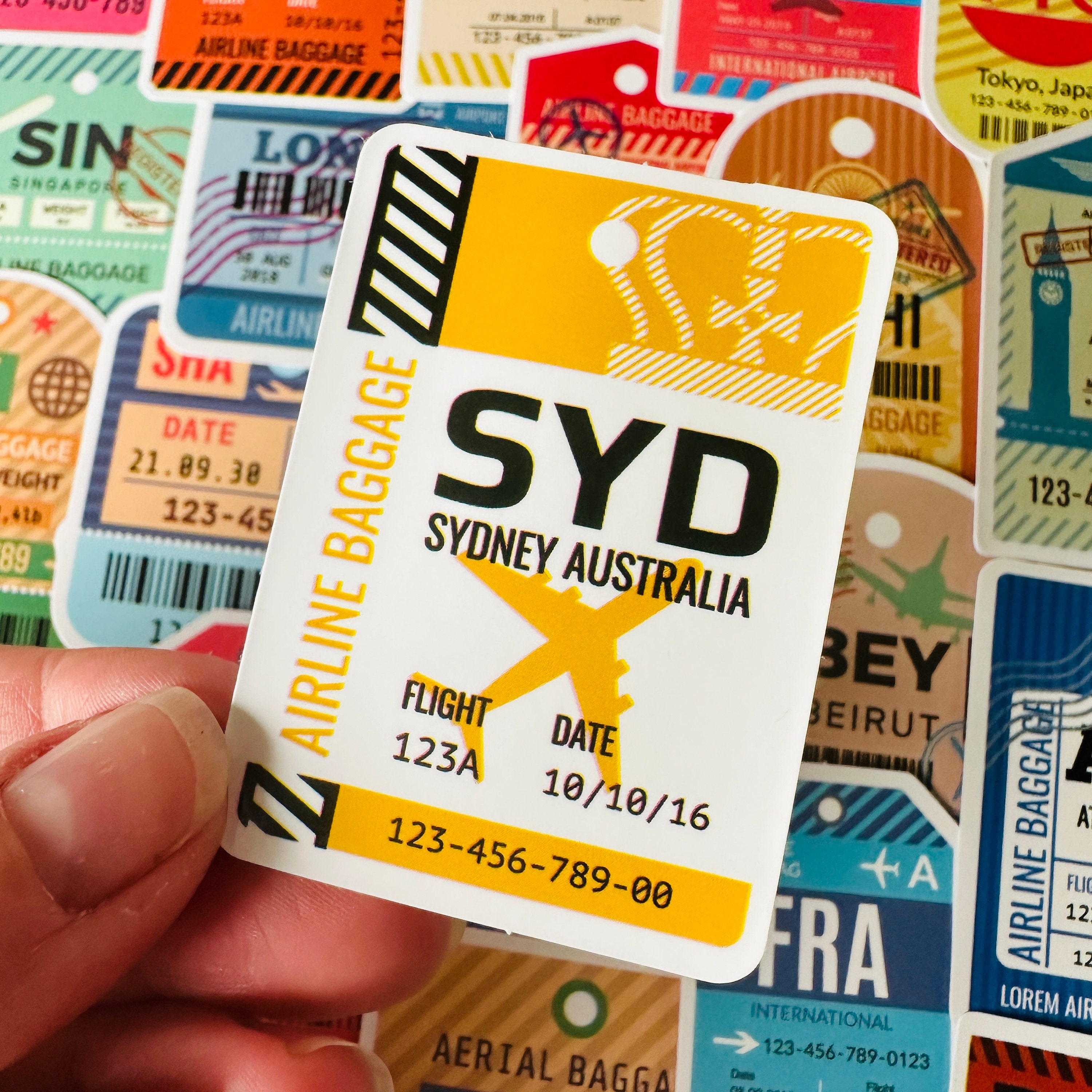 25/50 Vinyl Travel Ticket Stickers, Die Cut Decal Waterproof Reusable ...