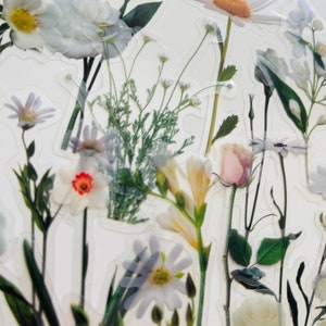 20 Vinyl Transparent White Flower Sticker Pack, Waterproof Reusable Set ...