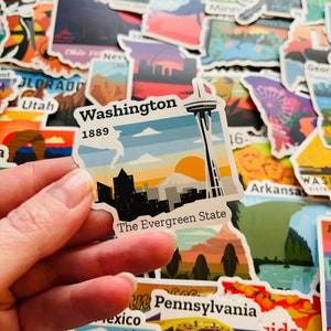 50 Vinyl All US State Stickers, Die Cut Decal Set, Waterproof Reusable ...