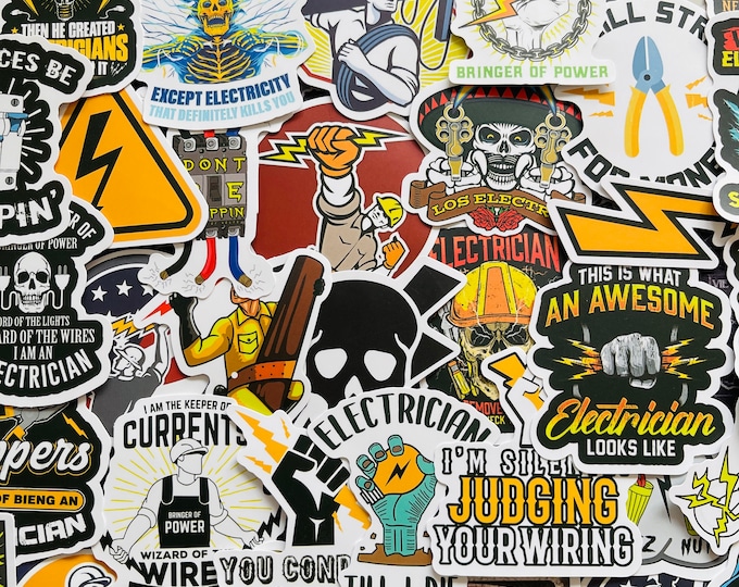 25/50 Vinyl Electrician Stickers Die Cut Decal Set | Etsy