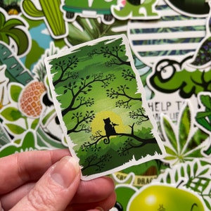 25/50 Vinyl Green Theme Stickers, Die Cut Decal Set, Waterproof ...