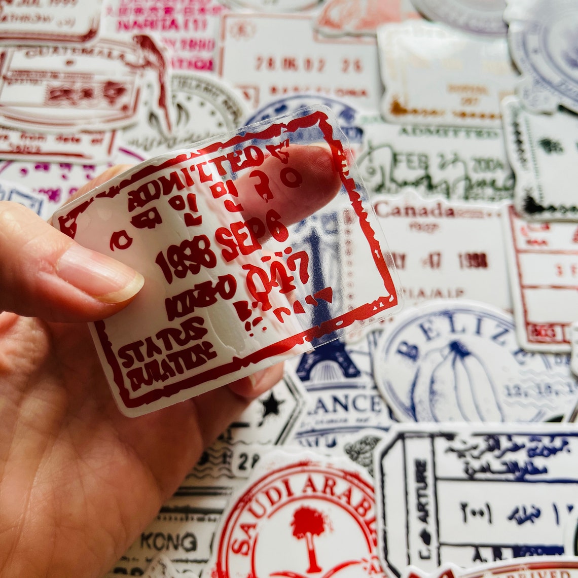 25/50 Vinyl Clear Passport Stamp Stickers Die Cut Decal Set | Etsy