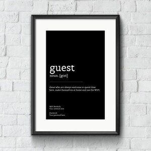 Guest Definition Digital Printable Art | Customized Wifi Wall Print ...