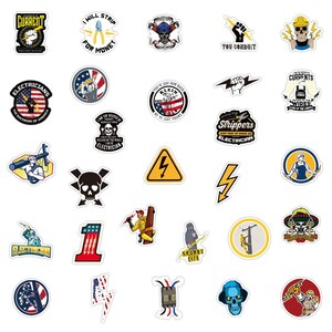 25/50 Vinyl Electrician Stickers, Die Cut Decal Set, Waterproof ...