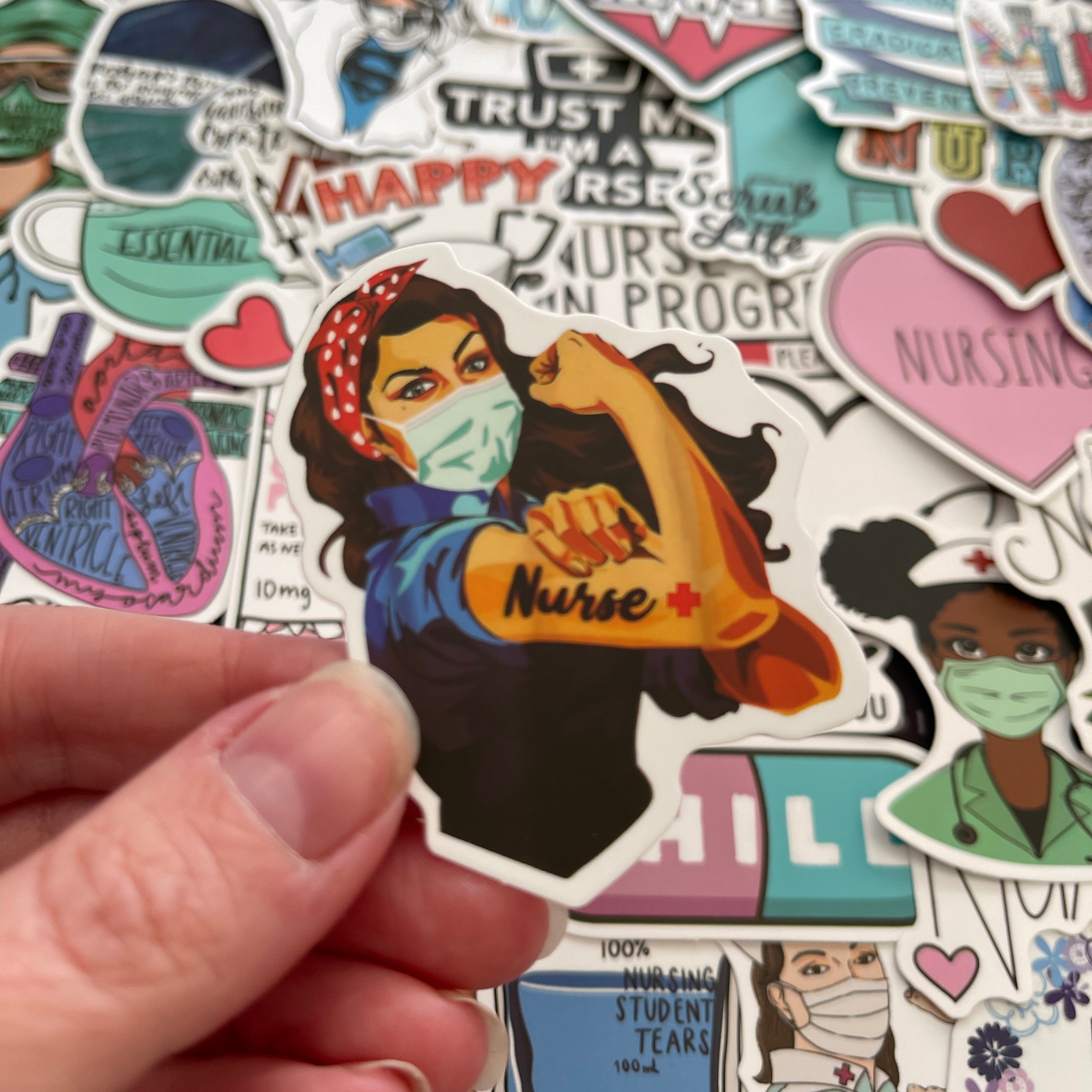 25/50 Vinyl Nurse Stickers, Die Cut Decal Set, Waterproof Reusable ...