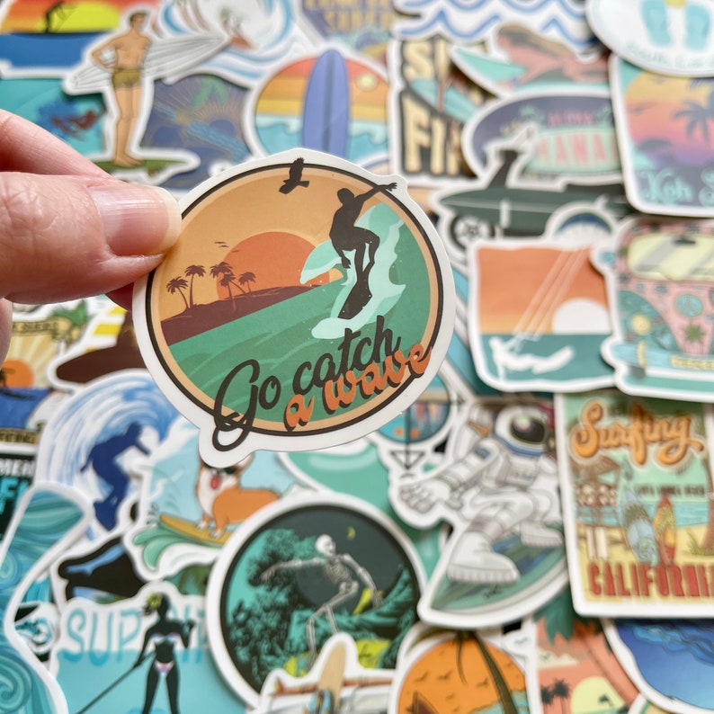 25/50 Vinyl Surf Stickers Die Cut Decal Set Waterproof - Etsy