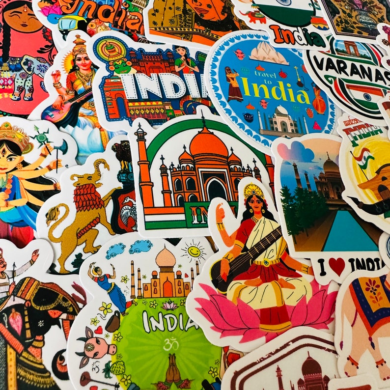25/50 Vinyl India Stickers, Die Cut Decal Set, Waterproof Reusable ...