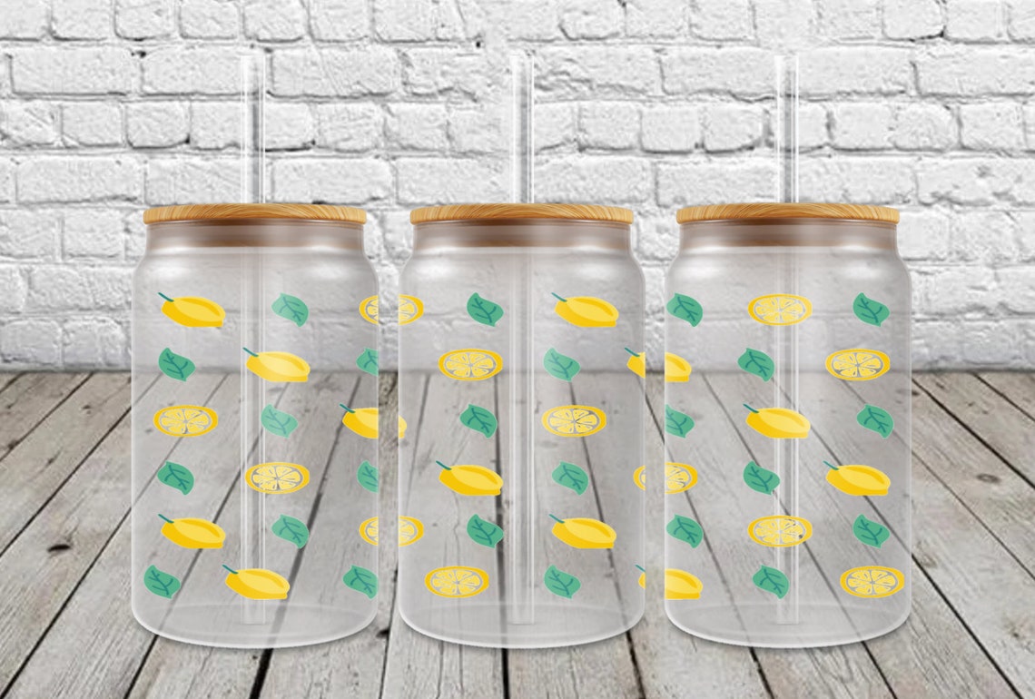 Lemon 16 Oz Libby Glass Can Wrap PNG File - Etsy
