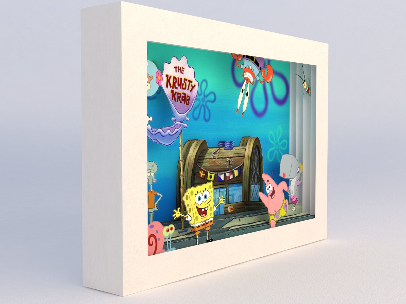 SpongeBob 3D Paper Cut Template Light Box Shadow Box Box Frame | Etsy