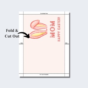 Printable Happy Easter Mom Card With Envelope Template. 5 X 7 Inches ...