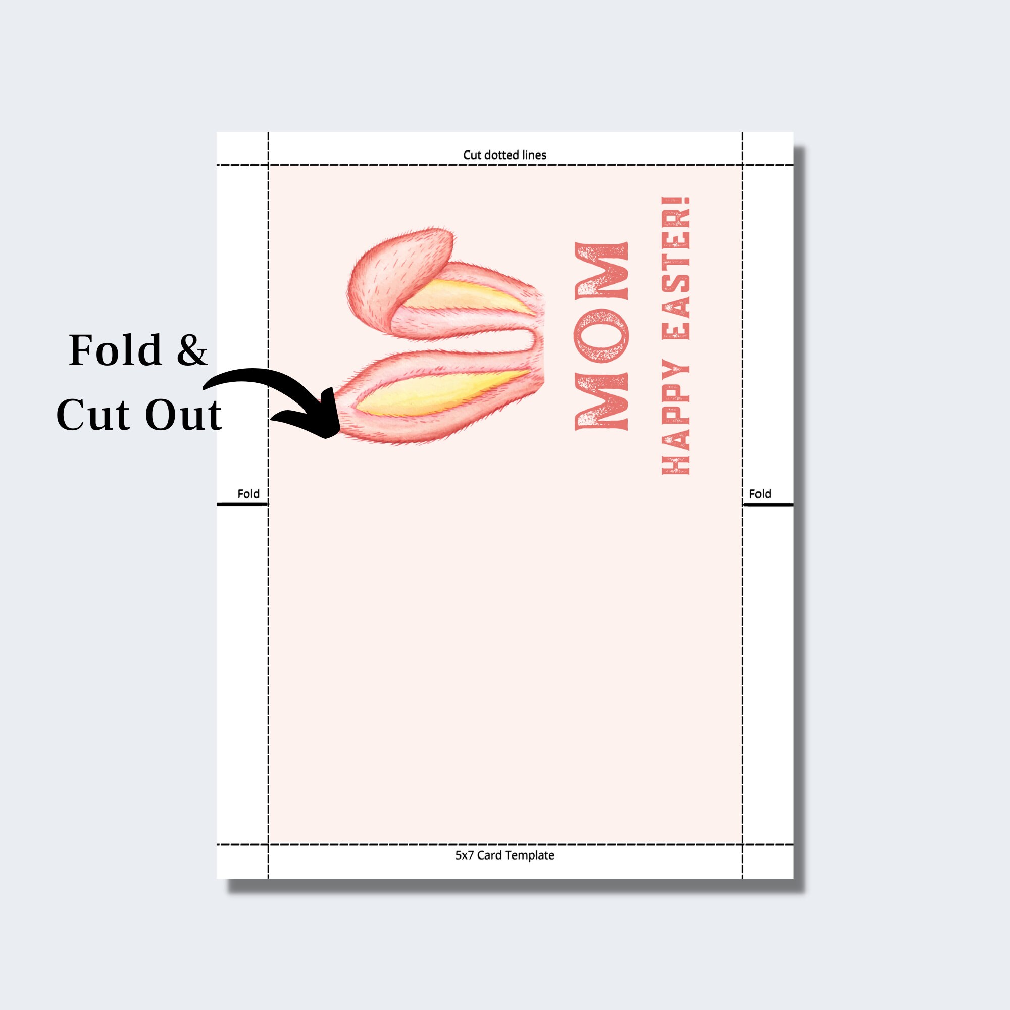 Printable Happy Easter Mom Card With Envelope Template. 5 X 7 Inches ...