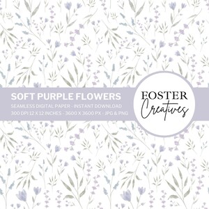 Soft Purple Flowers Digital Paper: High-quality JPG & PNG, 12 X 12 ...