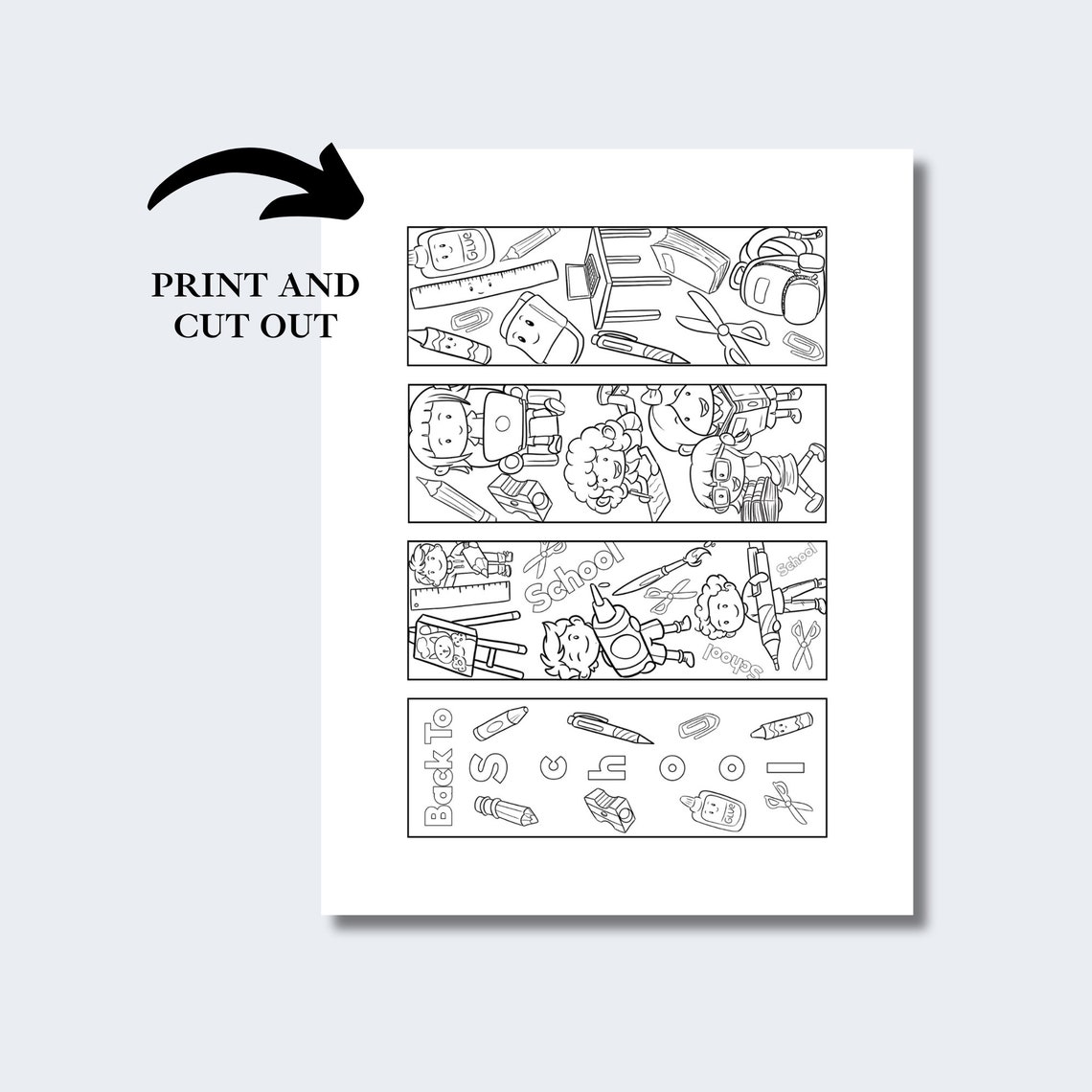 Back to School Printable Coloring Bookmarks, Set of 4, 2 X 6 Inches ...