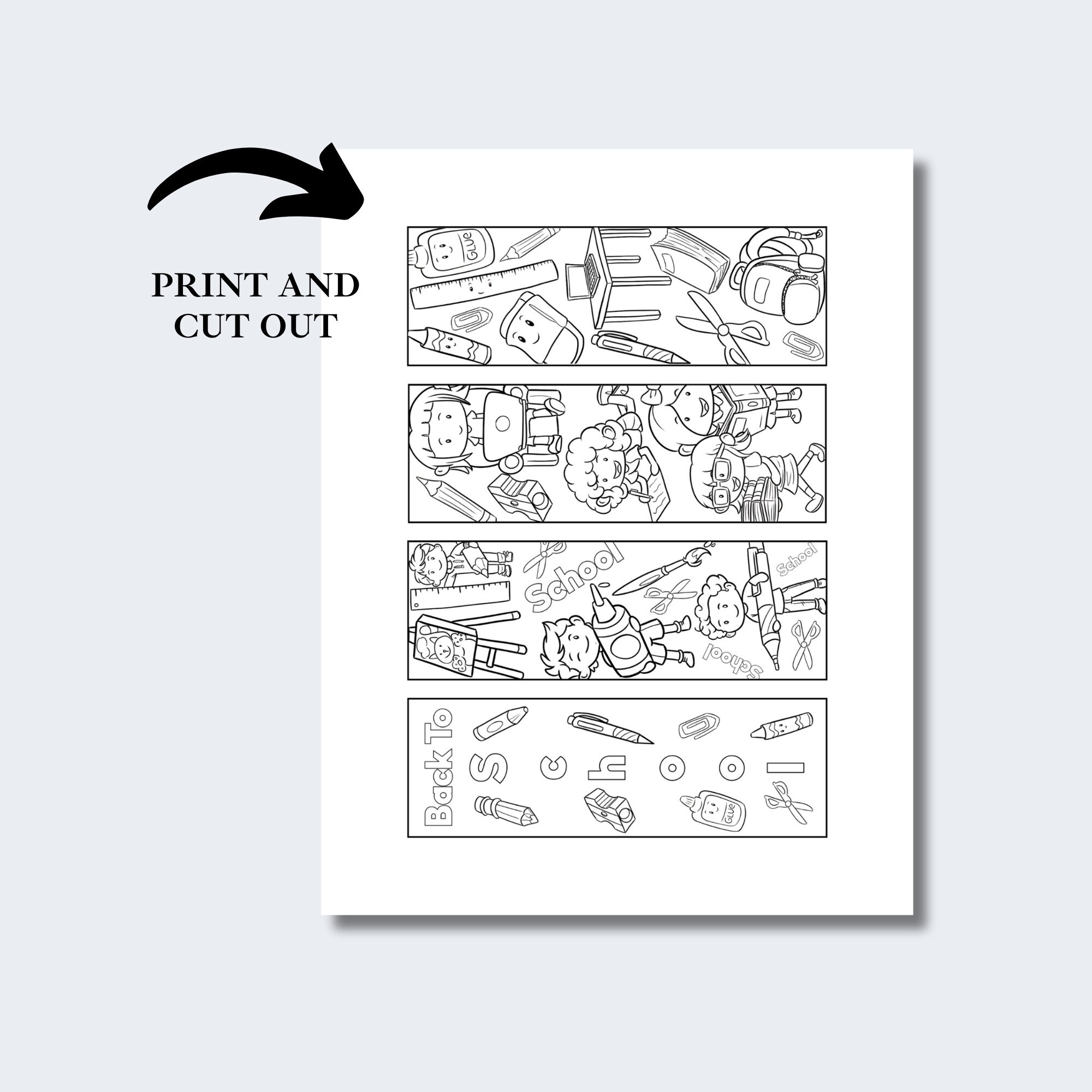 Back to School Printable Coloring Bookmarks, Set of 4, 2 X 6 Inches ...