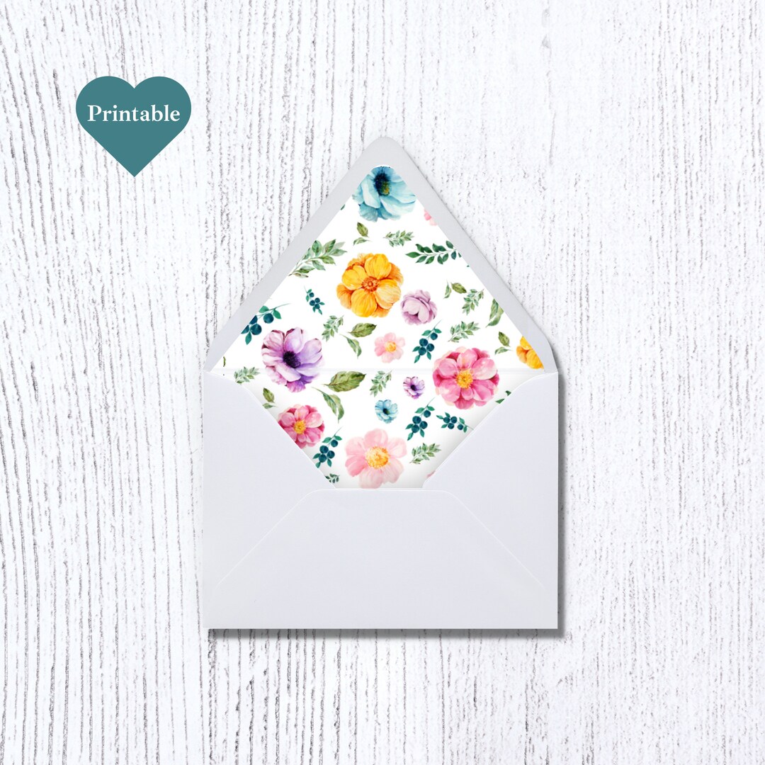 Printable Envelope Liner, Floral, INSTANT DOWNLOAD, Liner Template ...
