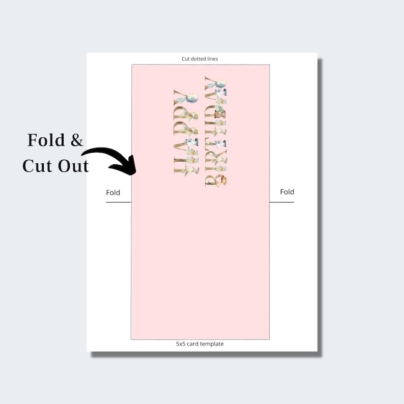 Printable Birthday Card Pink Woodland Animal Letters With - Etsy